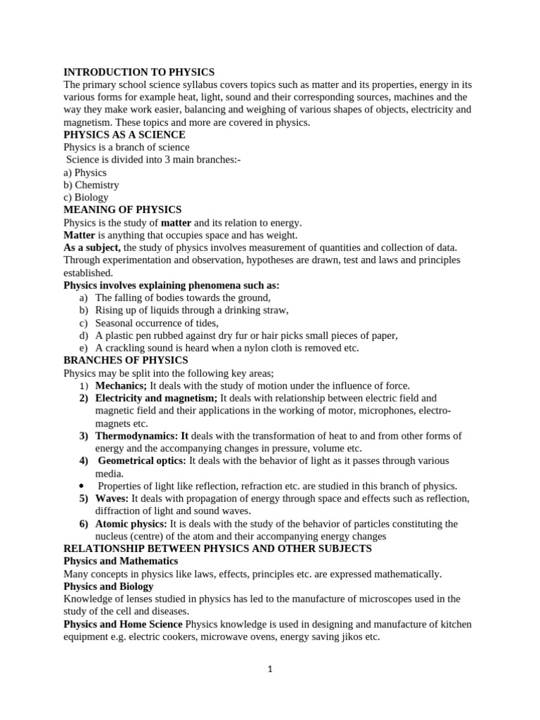 Chapter 1- Introduction To Physics | PDF | Physics | Heat