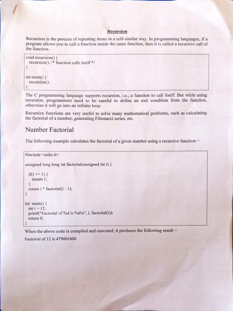 Recursion (Unit-3) | PDF