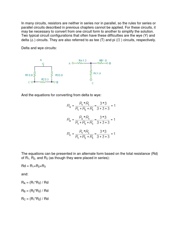 Wye to Delta and Delta to Wye Conversion | Series And Parallel Circuits ...
