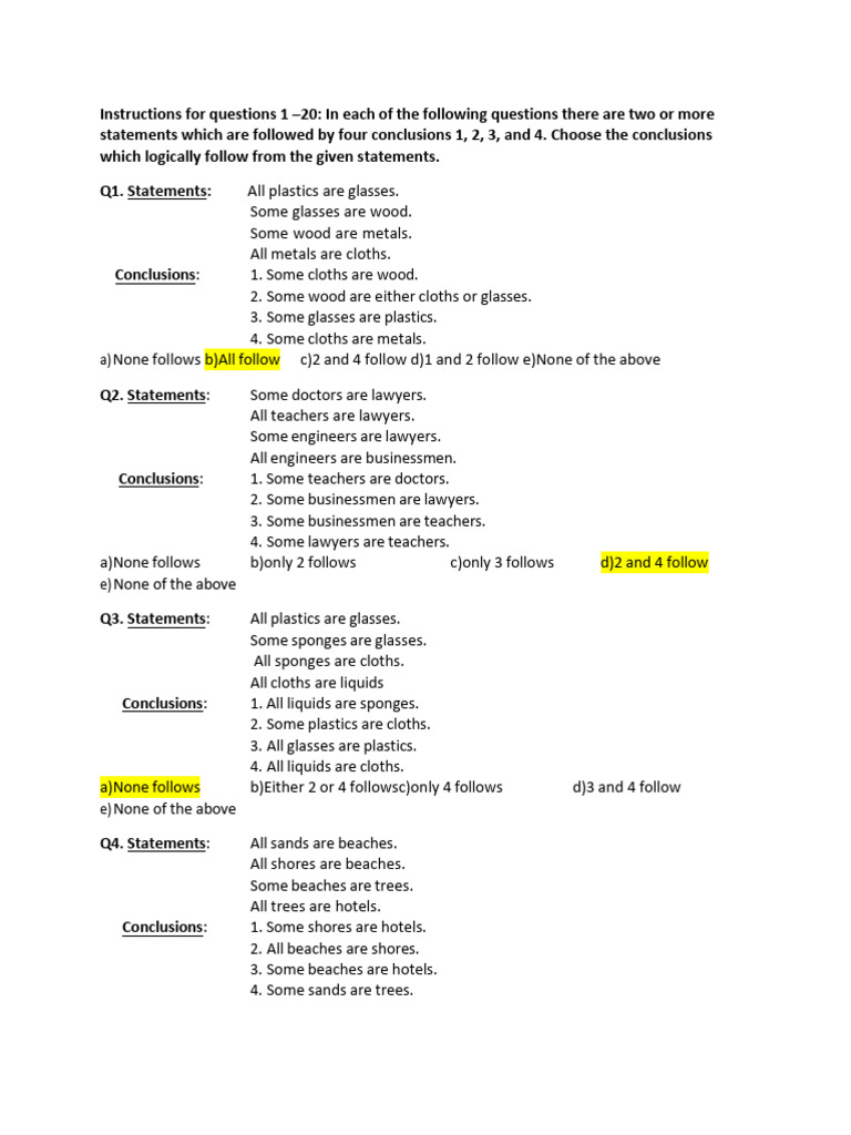 Syllogism Practice Sheet | PDF