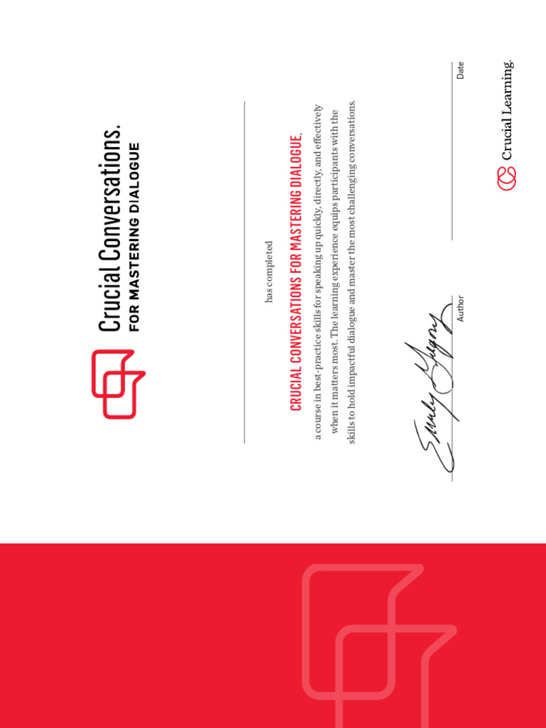 Certificate of Completion - Crucial Conversations For Dialogue | PDF