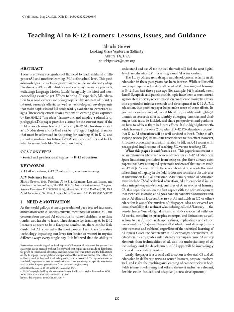 AI4K12 Framework for K-12 Education | PDF | Artificial Intelligence ...