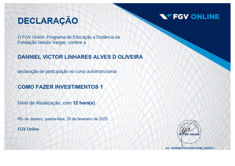 Certificado FGV | PDF