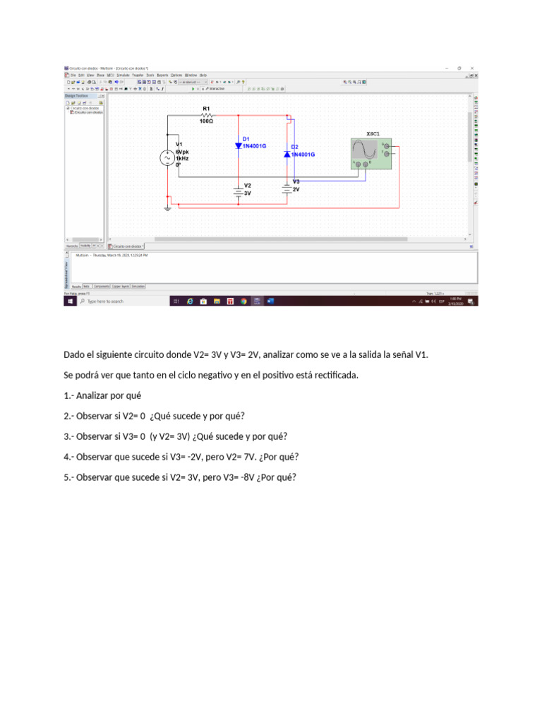 Resolución de Ejercicio Circuito Rectificador Con Diodos | PDF