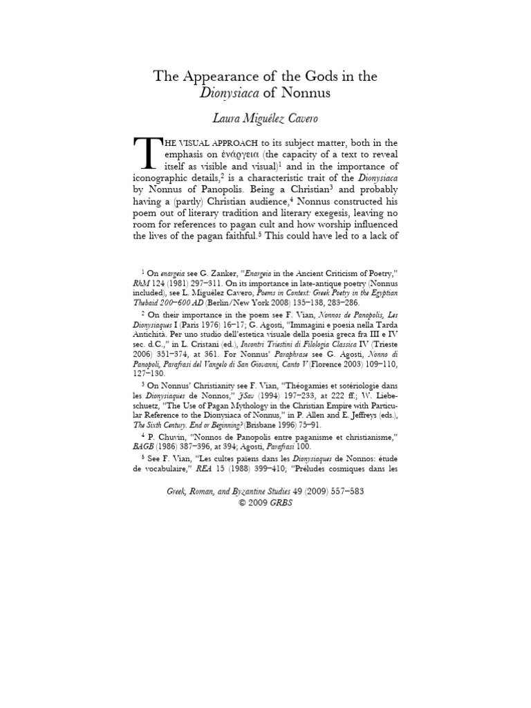 Appearance of Gods Dionysiaca | PDF | Dionysus | Zeus