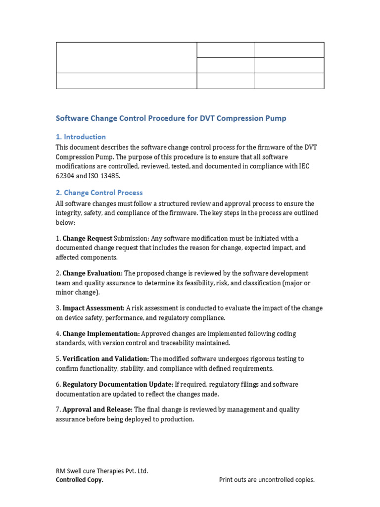 Software Change Control DVT Pump | PDF | Verification And Validation ...