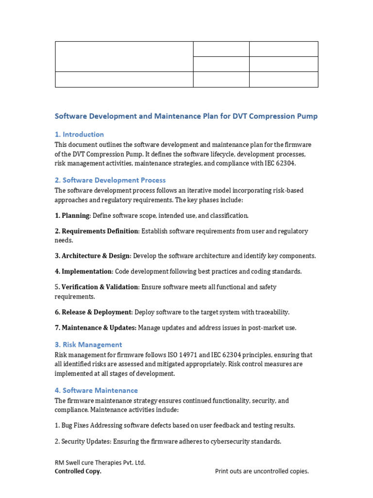 Software Development Plan DVT Pump | PDF | Software | Software Development