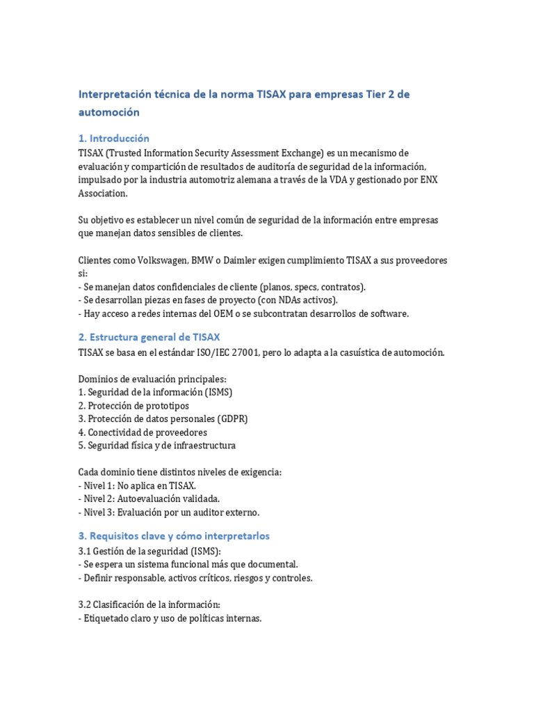 Interpretacion TISAX | PDF | La seguridad informática | Seguridad