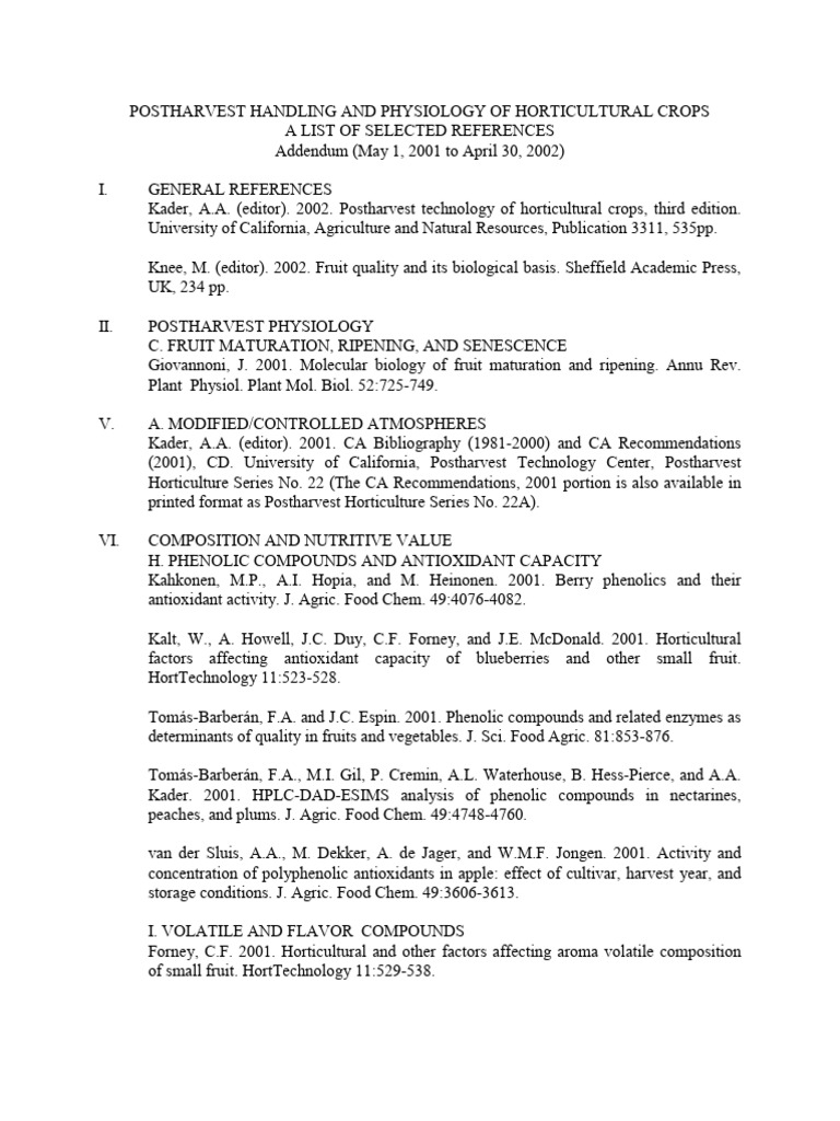 Postharvest Science References | PDF | Apple | Fruit