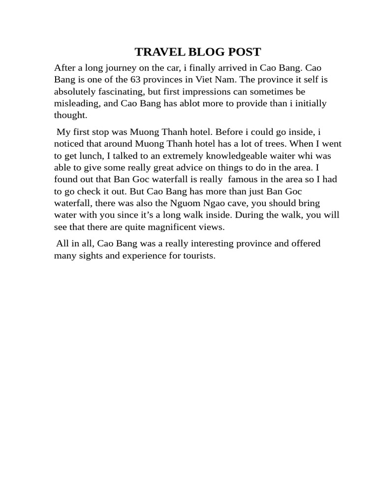 Travel Blog Post | PDF