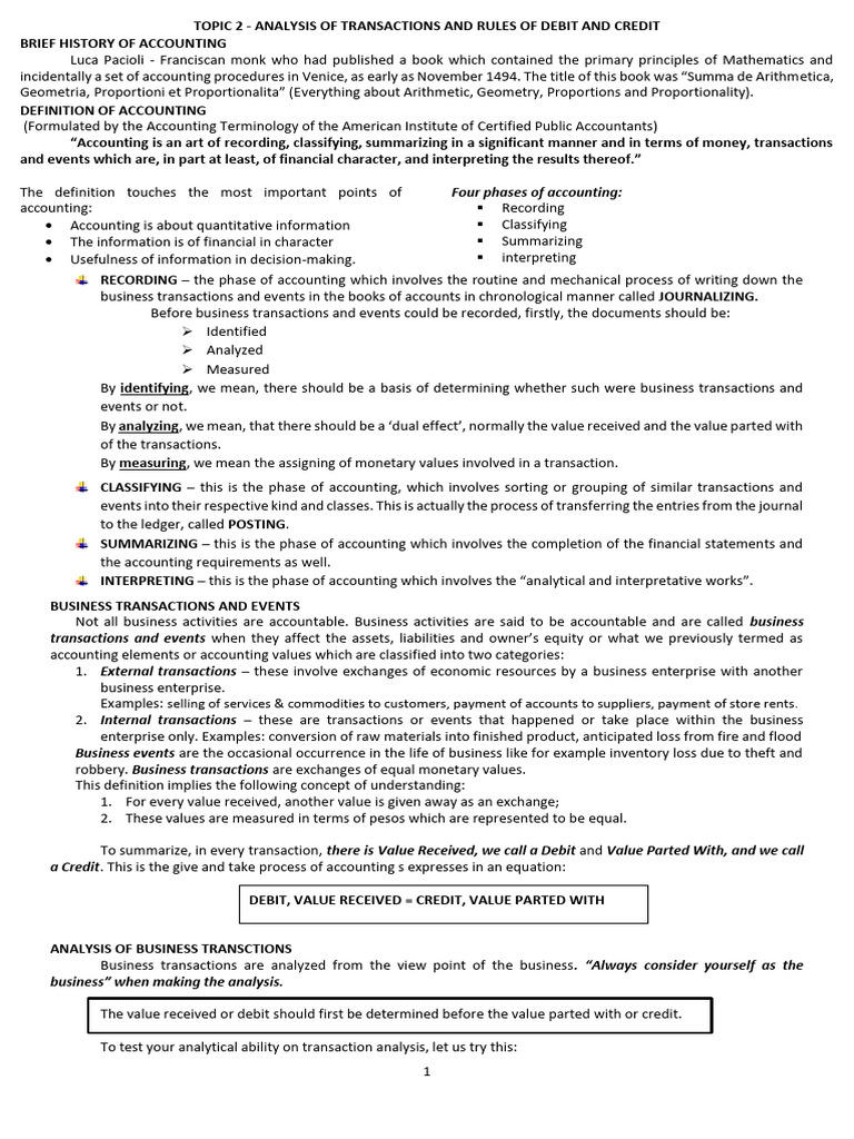 TOPIC-2-Analysis-and-Rules-of-Dr-and-Cr | PDF | Debits And Credits ...
