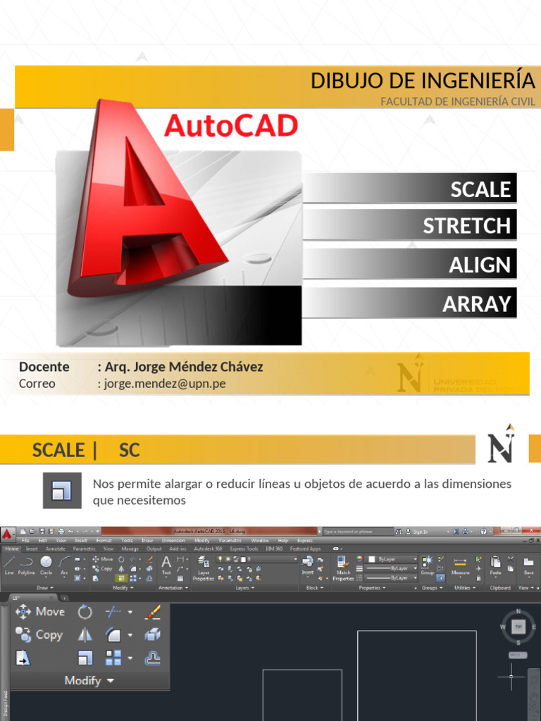 Sesión 6 - Autocad, Scale, Align, Array | PDF