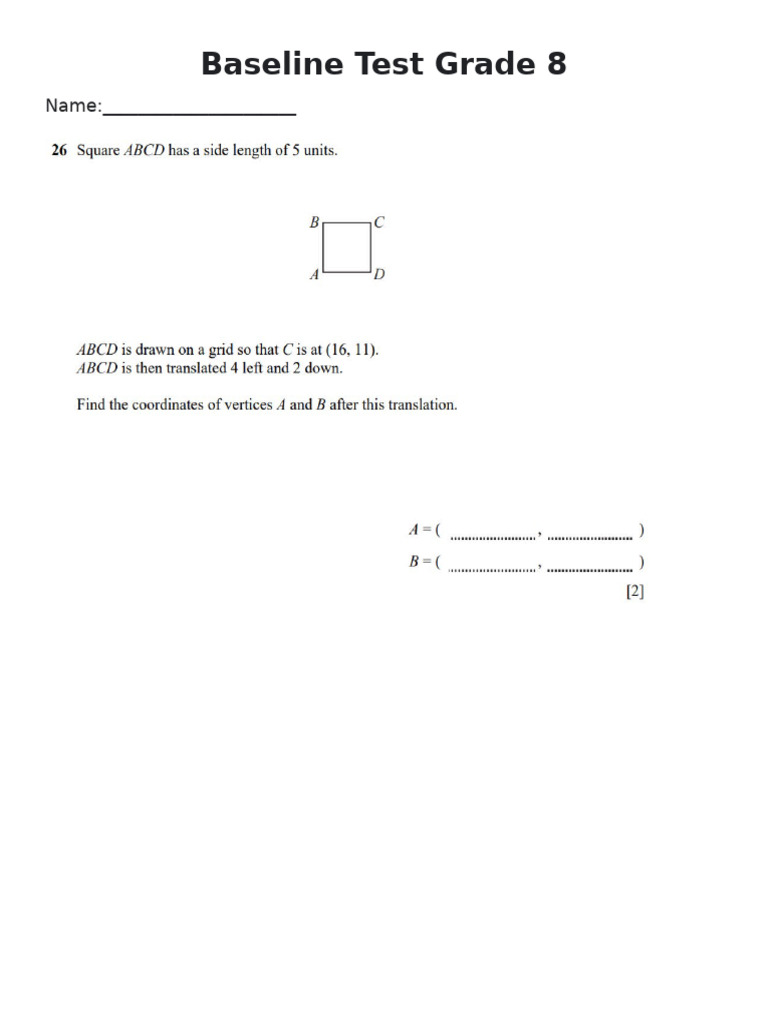 Baseline Test Grade 8 | PDF