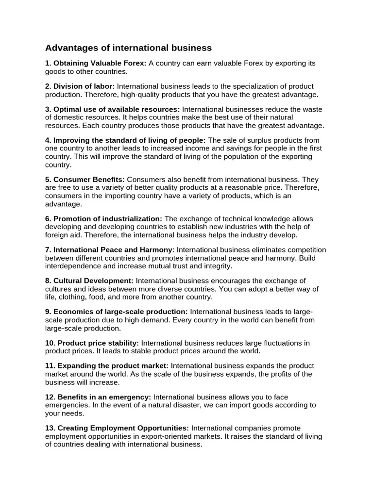 International Business Advantages & Disadvantages | PDF | Exports ...