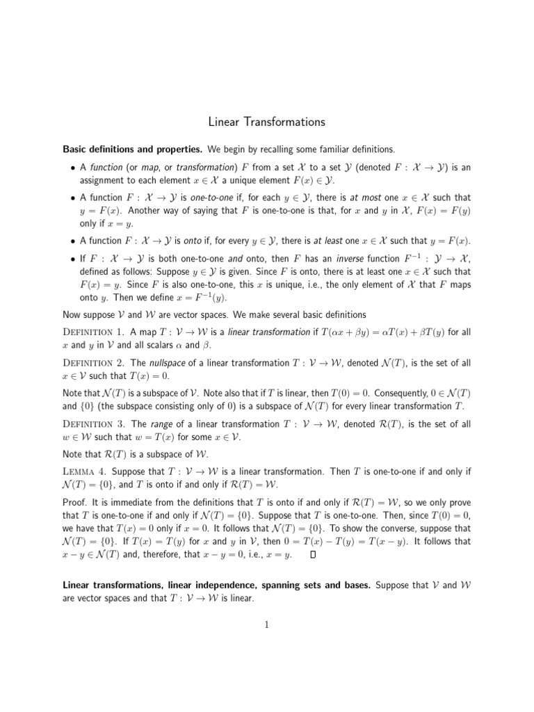 Every Thing About Linear Transformations | PDF | Linear Map | Vector Space