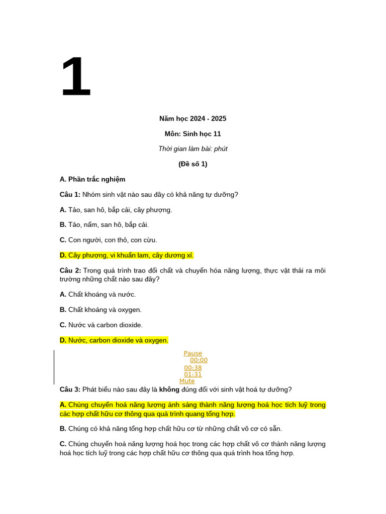 Sinh hk1 L P 11 | PDF