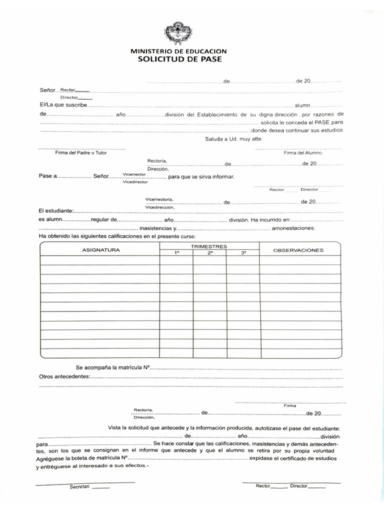 Solicitud de Pase Oficio | PDF