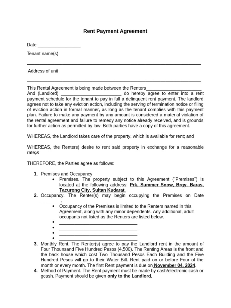 Rent Agreement Letter | PDF | Landlord | Renting