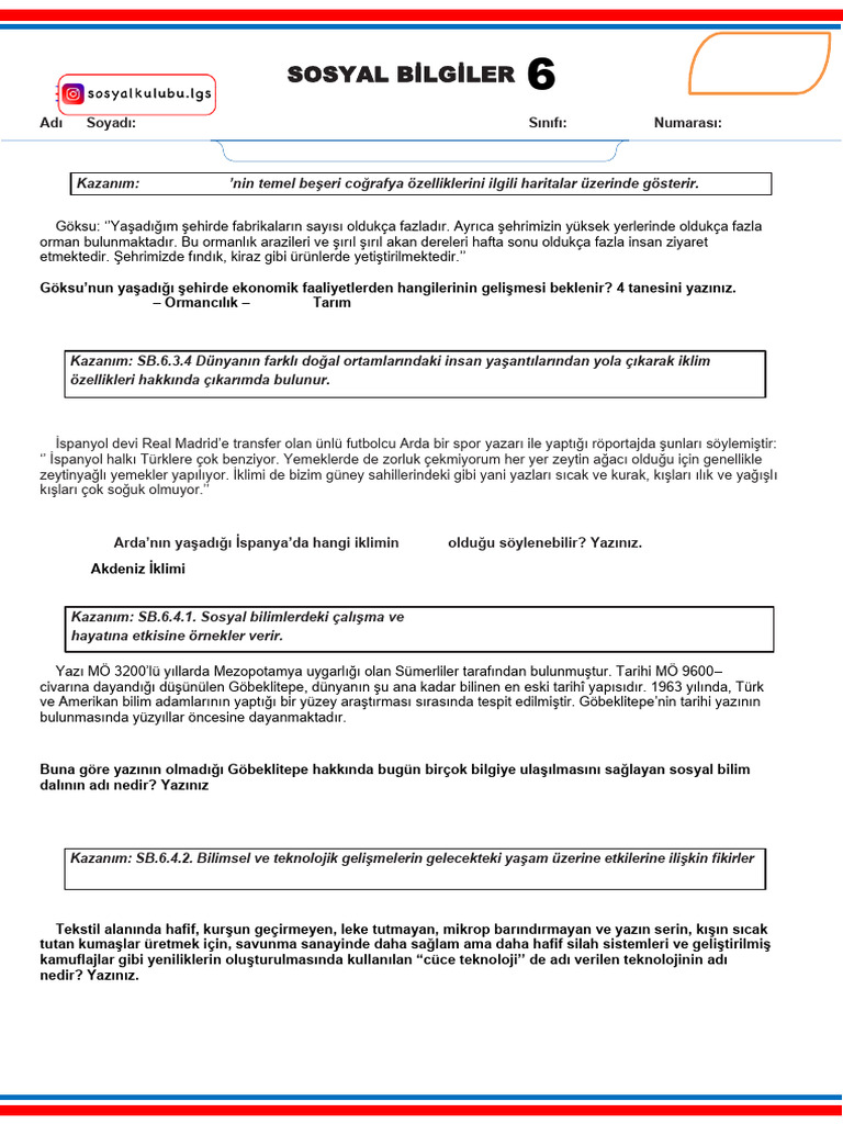 Siniflar 2. Dönem 1. Sinavi Meb Tarzi Cevap Anahtari. | PDF