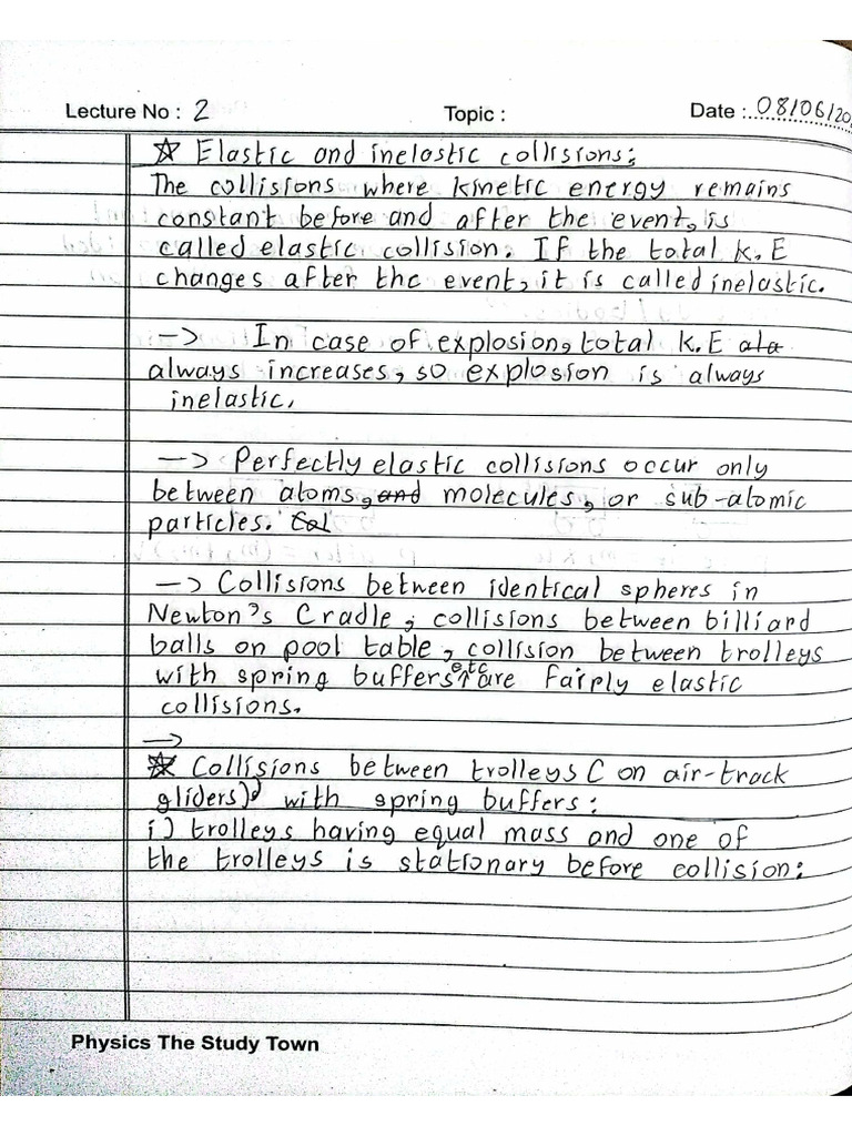 Saiful - Physics - Lecture 2 - Elastic, Inelastic Collision | PDF