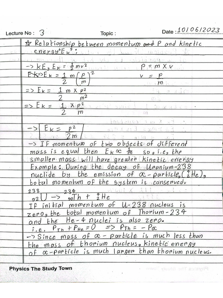 Saiful - Physics - Lecture 3 - Momentum - KE Relationship | PDF