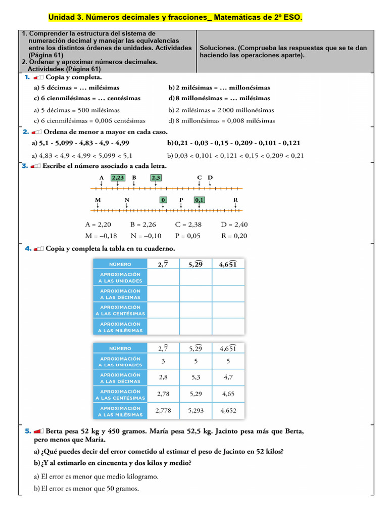 3.números Decimales y Fracciones - M2 - PEND - Word | PDF | Números ...