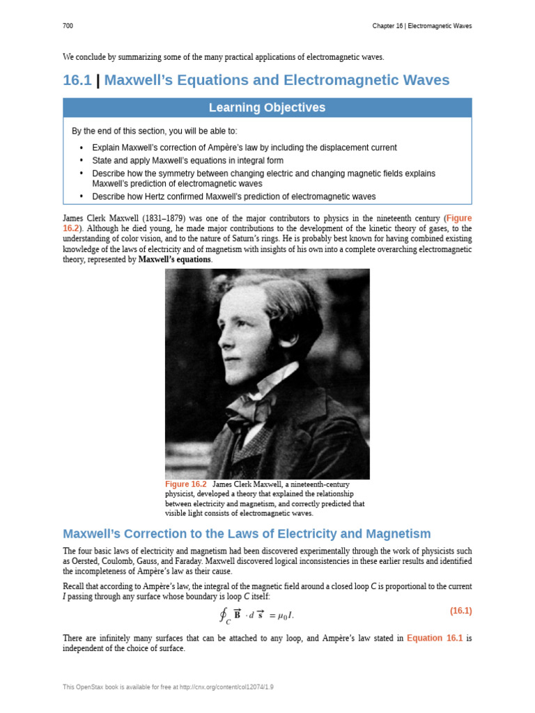 UP2 - 16.1. Maxwell's Equations and Electromagnetic Waves - pg700-705 ...