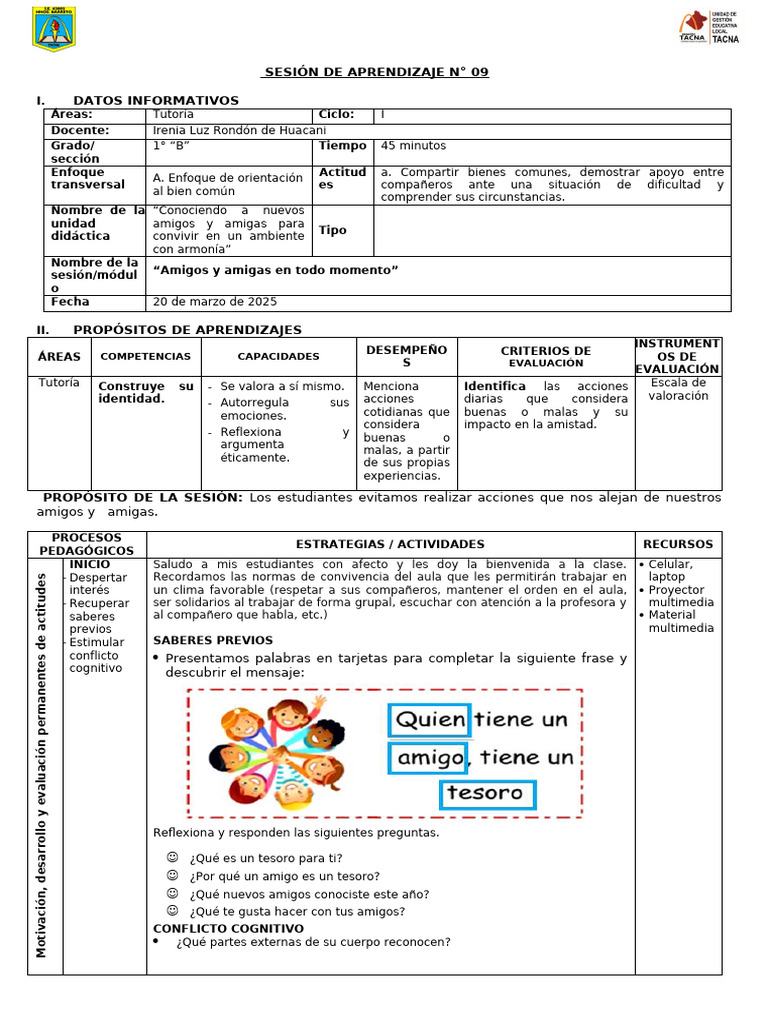 1° B - Mate - Sesión de Aprendizaje N. 09 | PDF | Evaluación | Aprendizaje