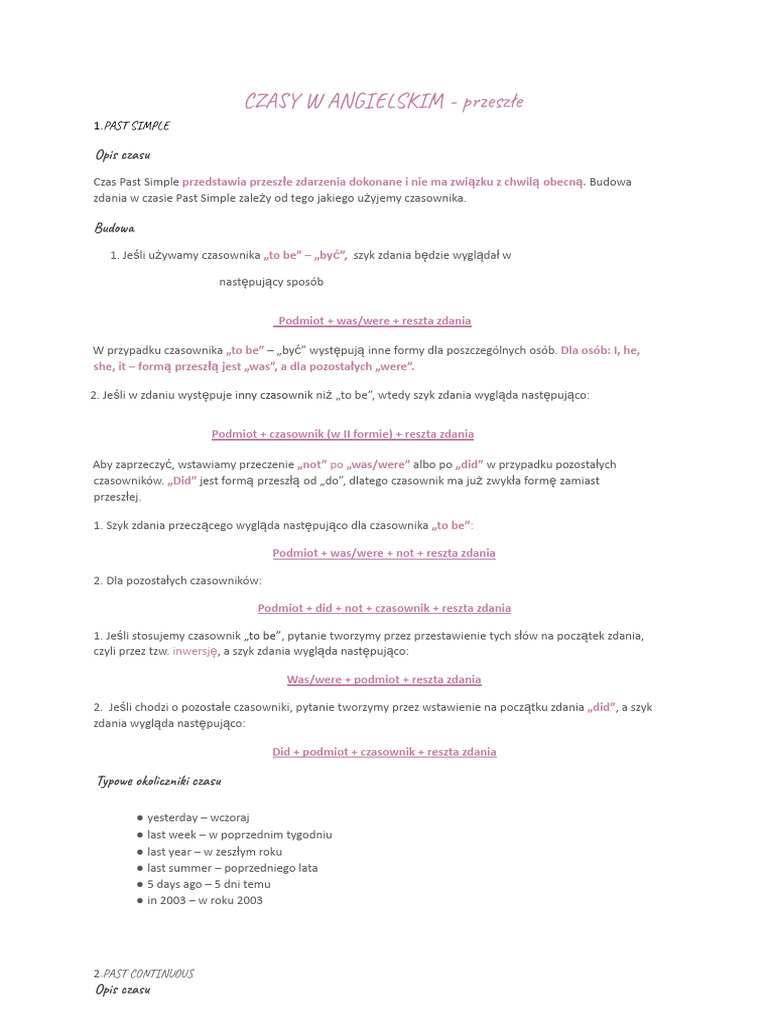 Czasy Przeszłe | PDF