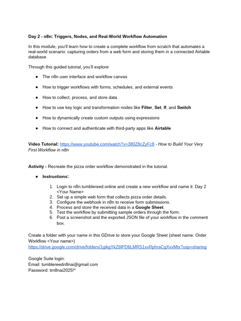 n8n - Triggers, Nodes, and Real-World Workflow Automation | PDF