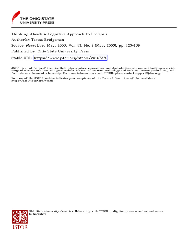 Thinking Ahead - A Cognitive App - Jstor | PDF | Narrative | Information