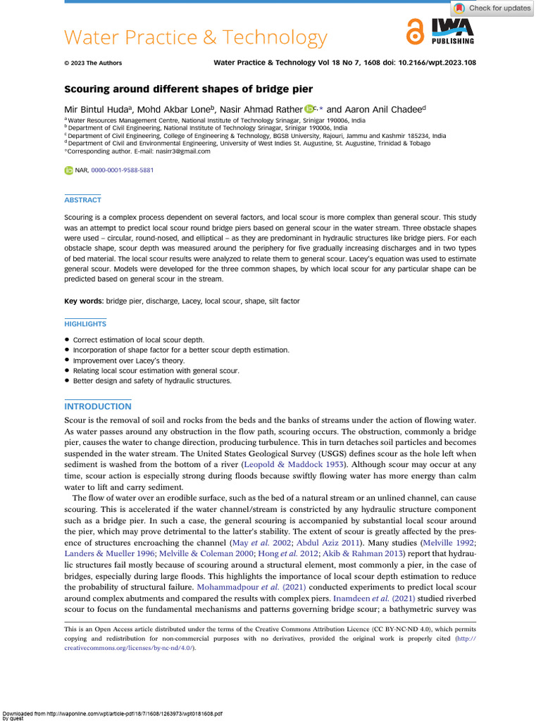 Local Scour Analysis of Bridge Piers | PDF | Civil Engineering | Earth ...