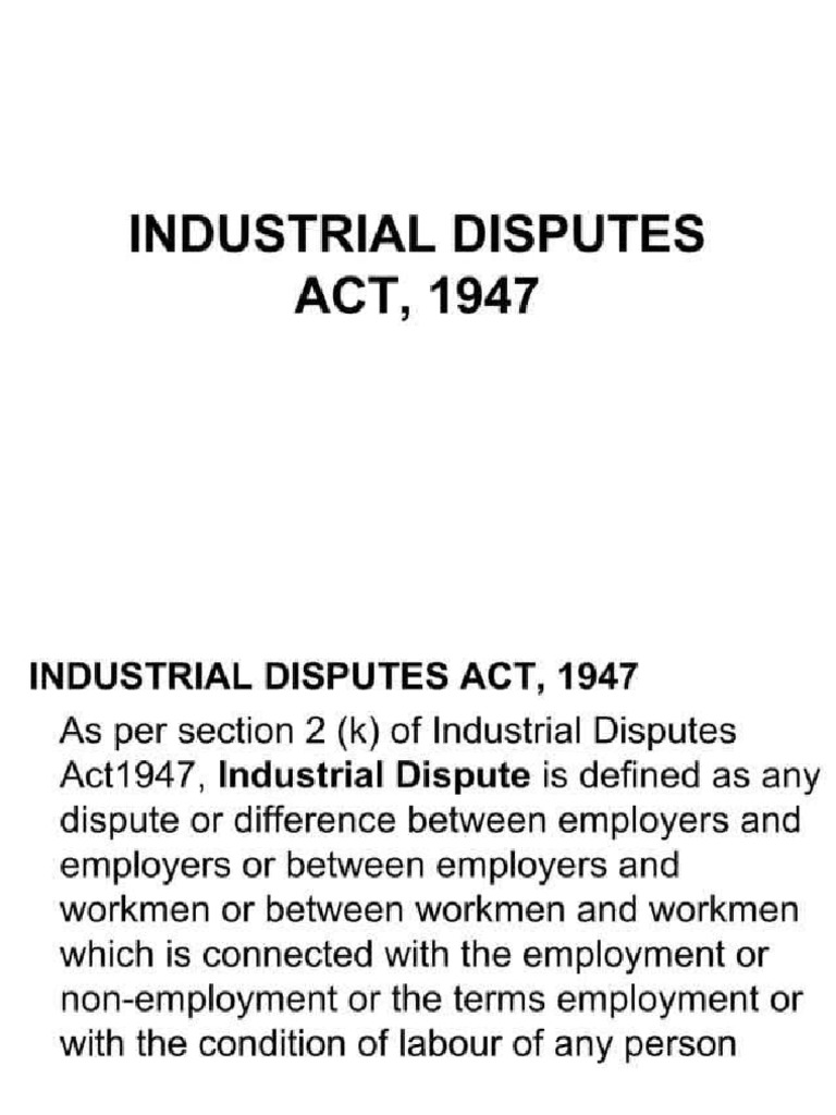 Industrial Dispute Act 1947 U - 2 | PDF
