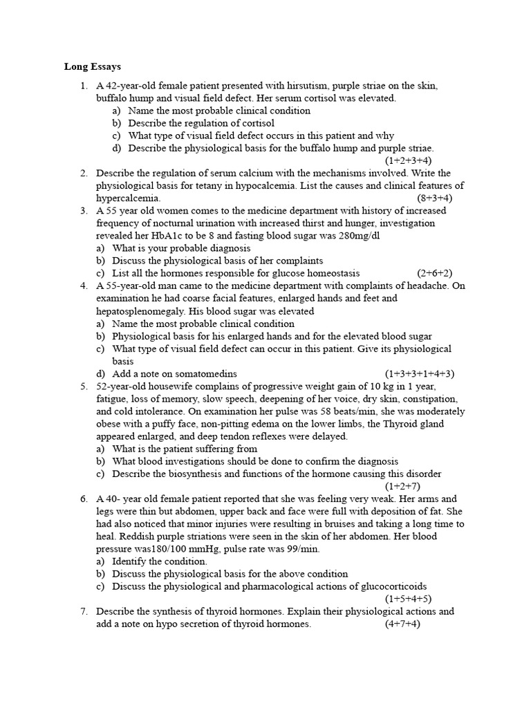 Endocrine Physiology KUHS PYQs | PDF | Thyroid | Hormone