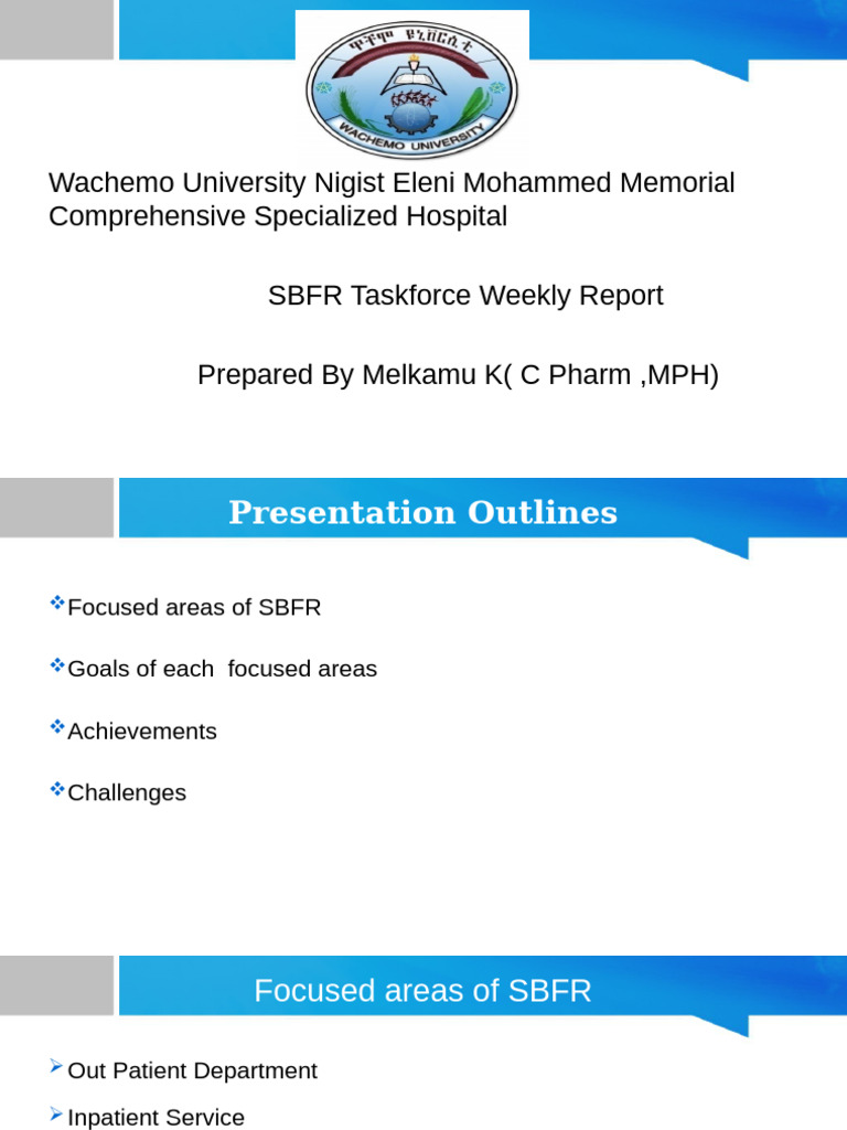 SBFR Weekly Report Pptnew | PDF | Pharmacy | Surgery