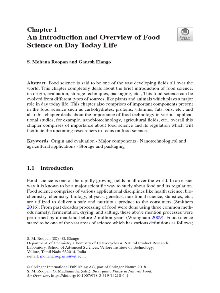 Introduction and Overview To Food Science | PDF | Human Nutrition ...