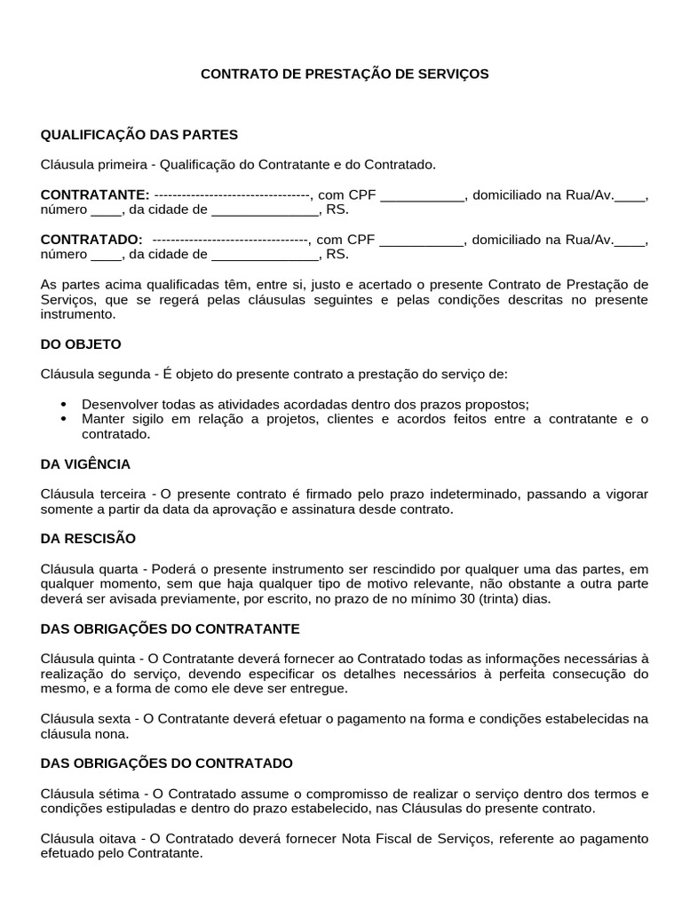 CONTRATO TERCEIROS | PDF