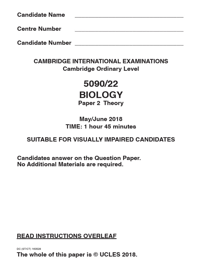 5090 Biology Question Paper 02 Visually Impaired | PDF | Fertilizer | Eye