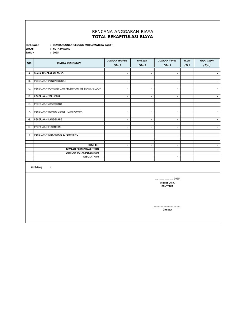 Rab Gedung Mui Final 30012025 Boq | PDF