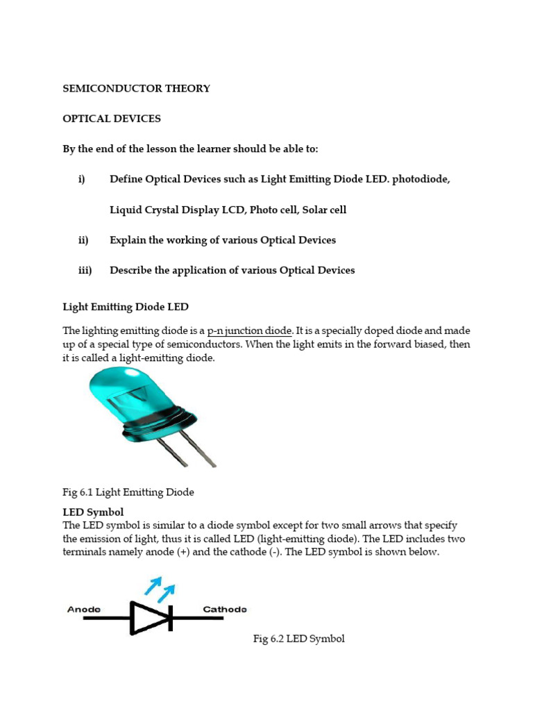 Lesson 6 Semiconductor Theory | PDF | Liquid Crystal Display | P–N Junction