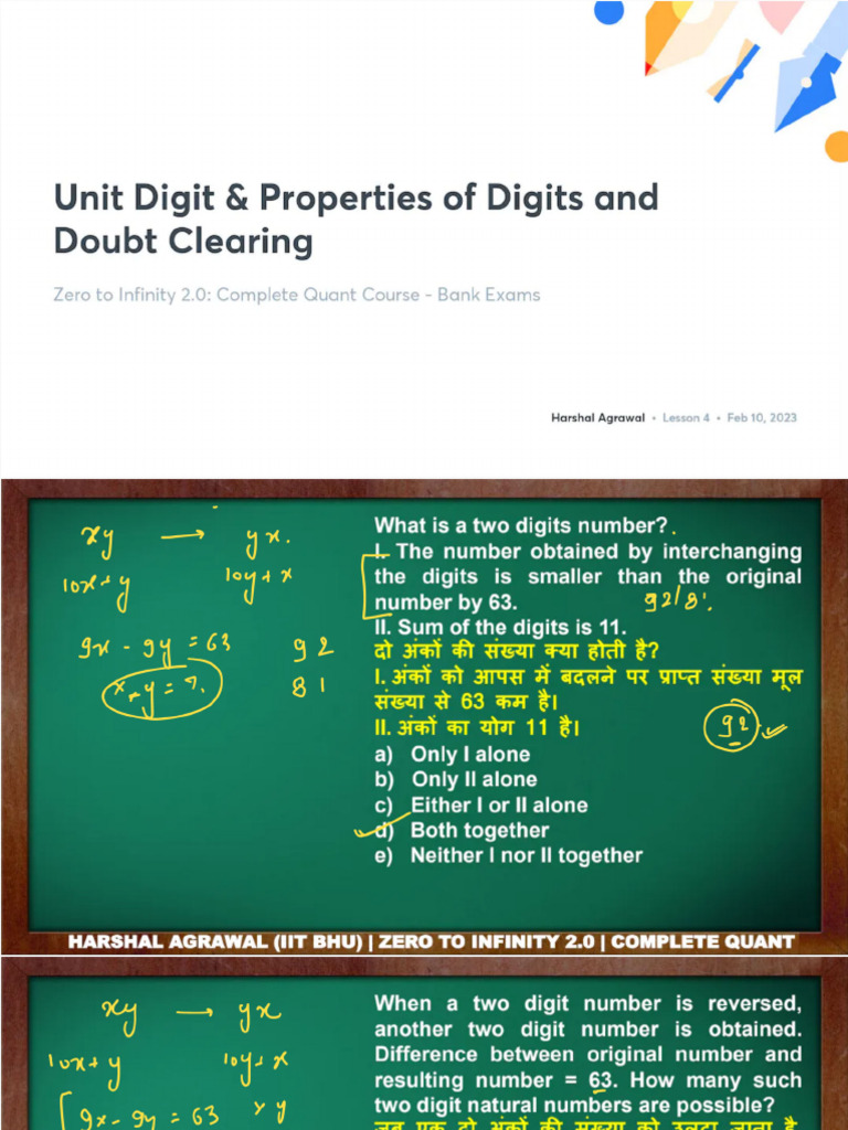 Unit Digit Properties of Digits and Doubt Clearing With Anno | PDF
