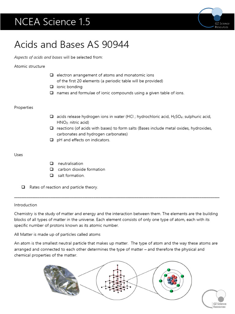PDF Notes Ncea Science 1.5 GZ | PDF | Ion | Chemical Compounds
