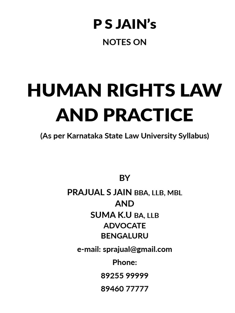 P S Jain's Human Rights Law - Kslu (1ST Unit) | PDF | Human Rights ...