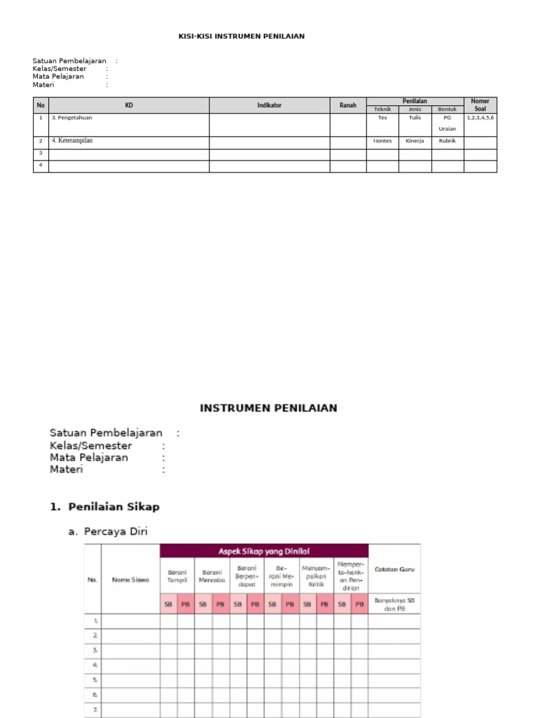 Instrumen Penilaian | PDF