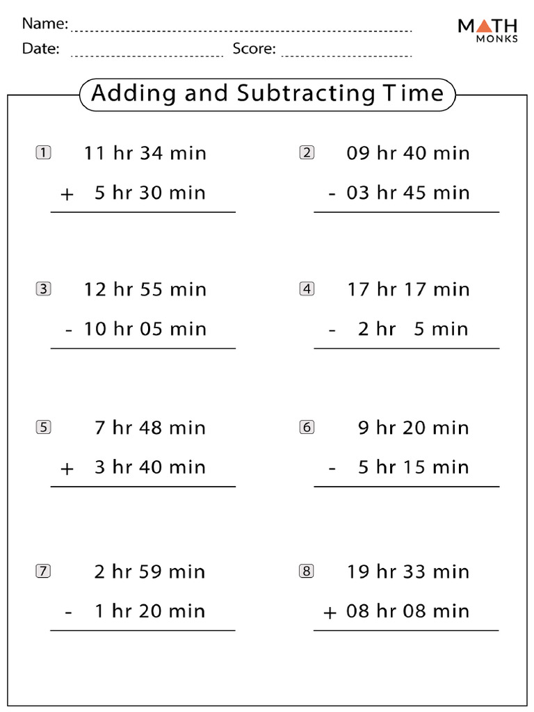 Adding-and-Subtracting-Time-Worksheets | PDF