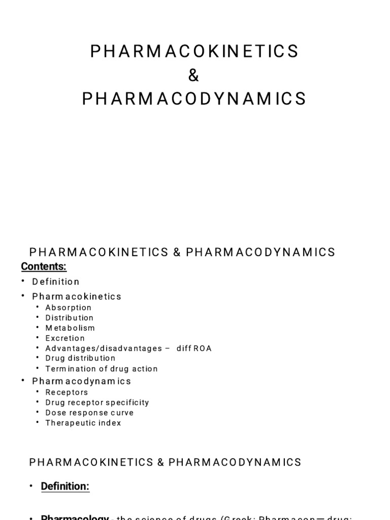 Pharmacokinetics & Pharmacodynamics | PDF