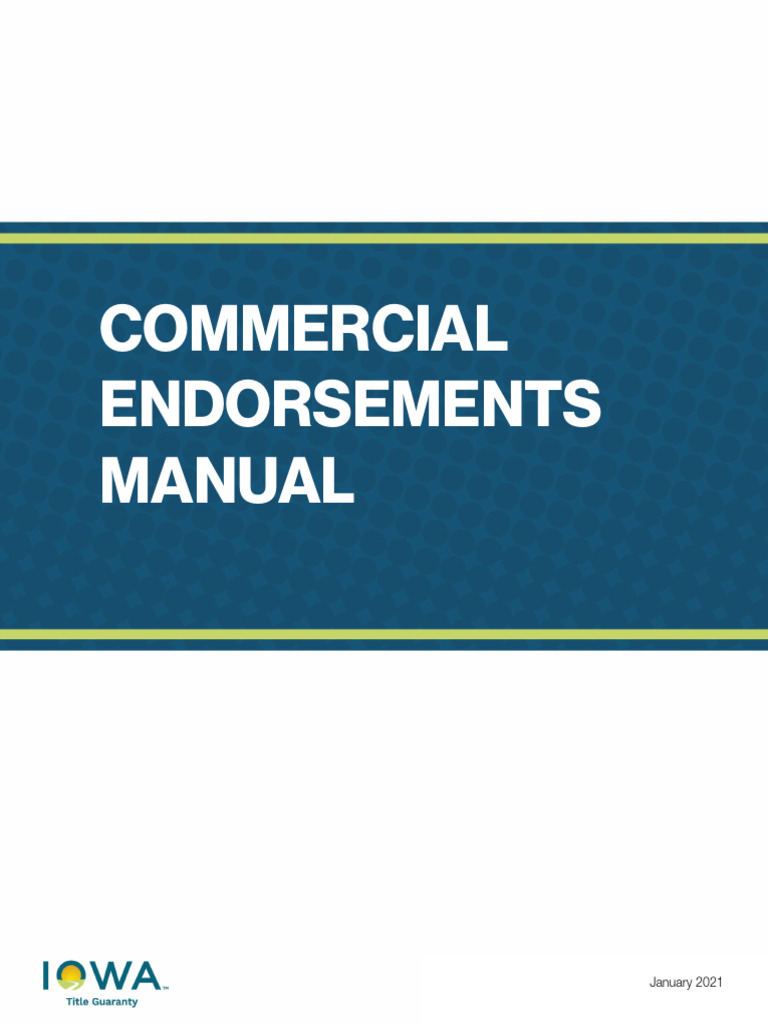 Commercial Endorsements Manual 2021 | PDF | Assignment (Law) | Covenant (Law)