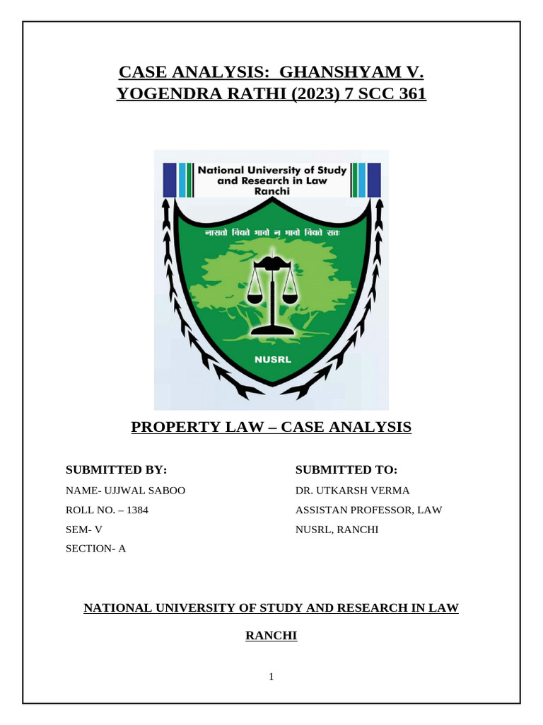 Property Case Law Analysis | PDF | Property | Deed