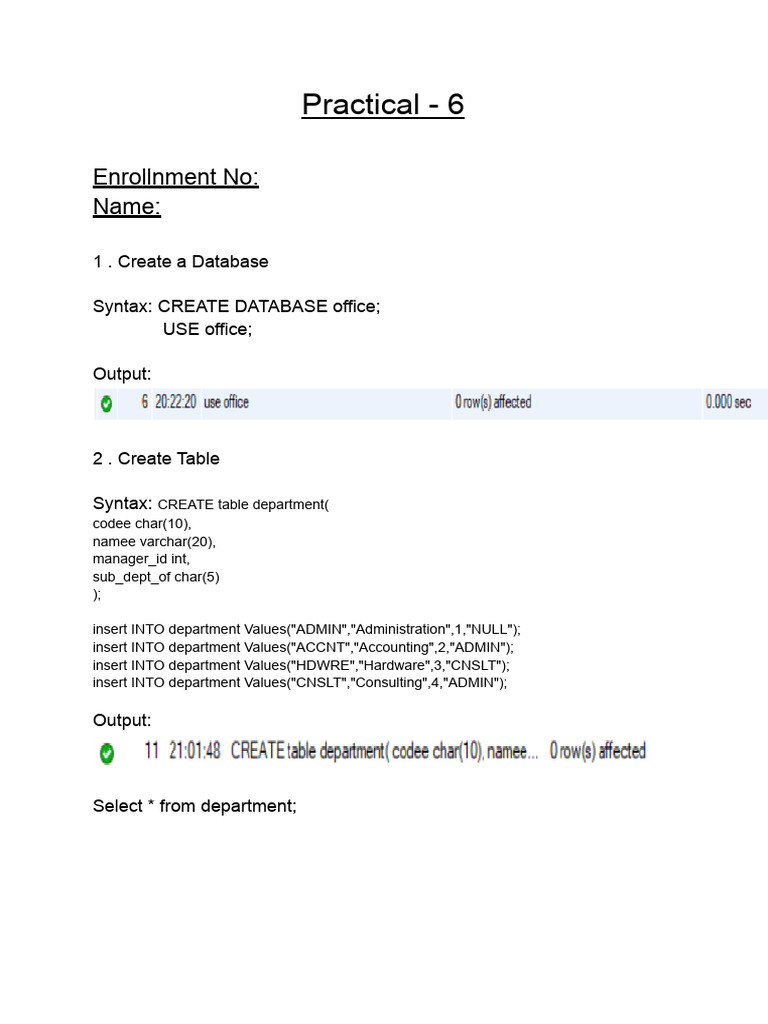 Practical - 6 DBMS | PDF