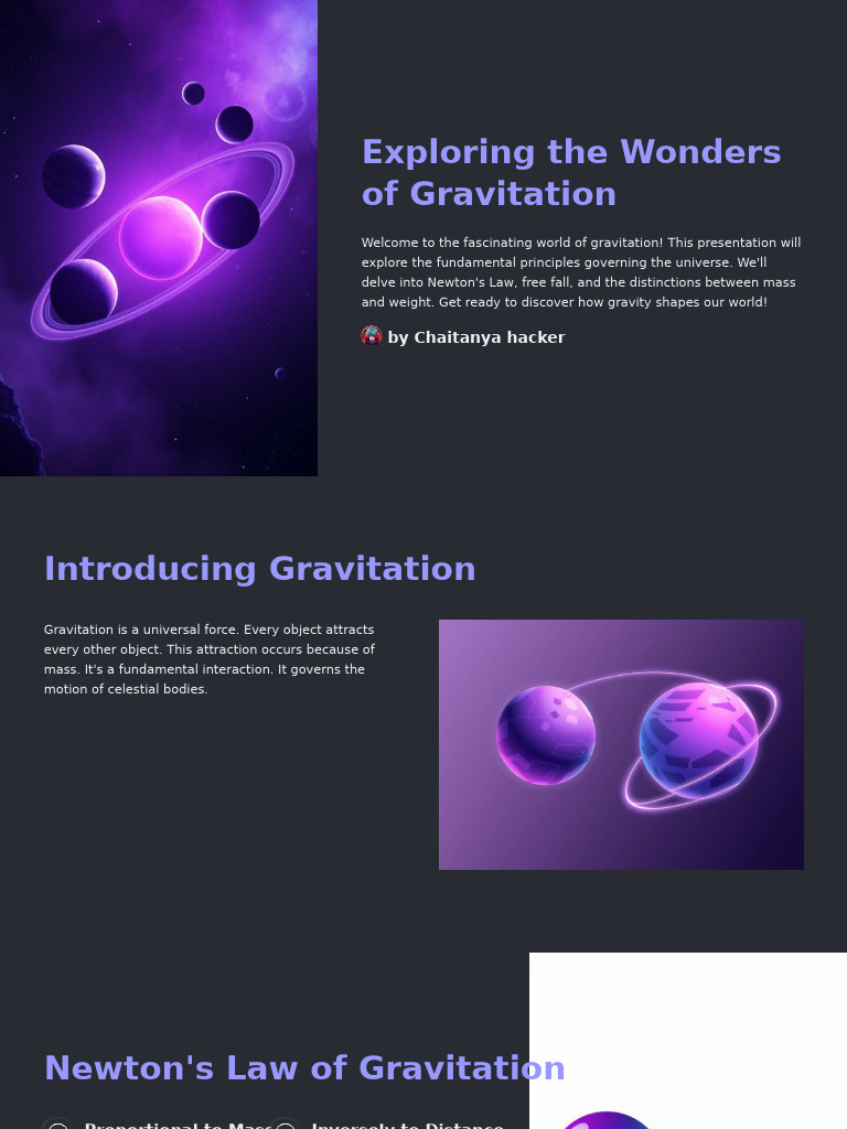 Exploring The Wonders of Gravitation | PDF | Gravity | Weight